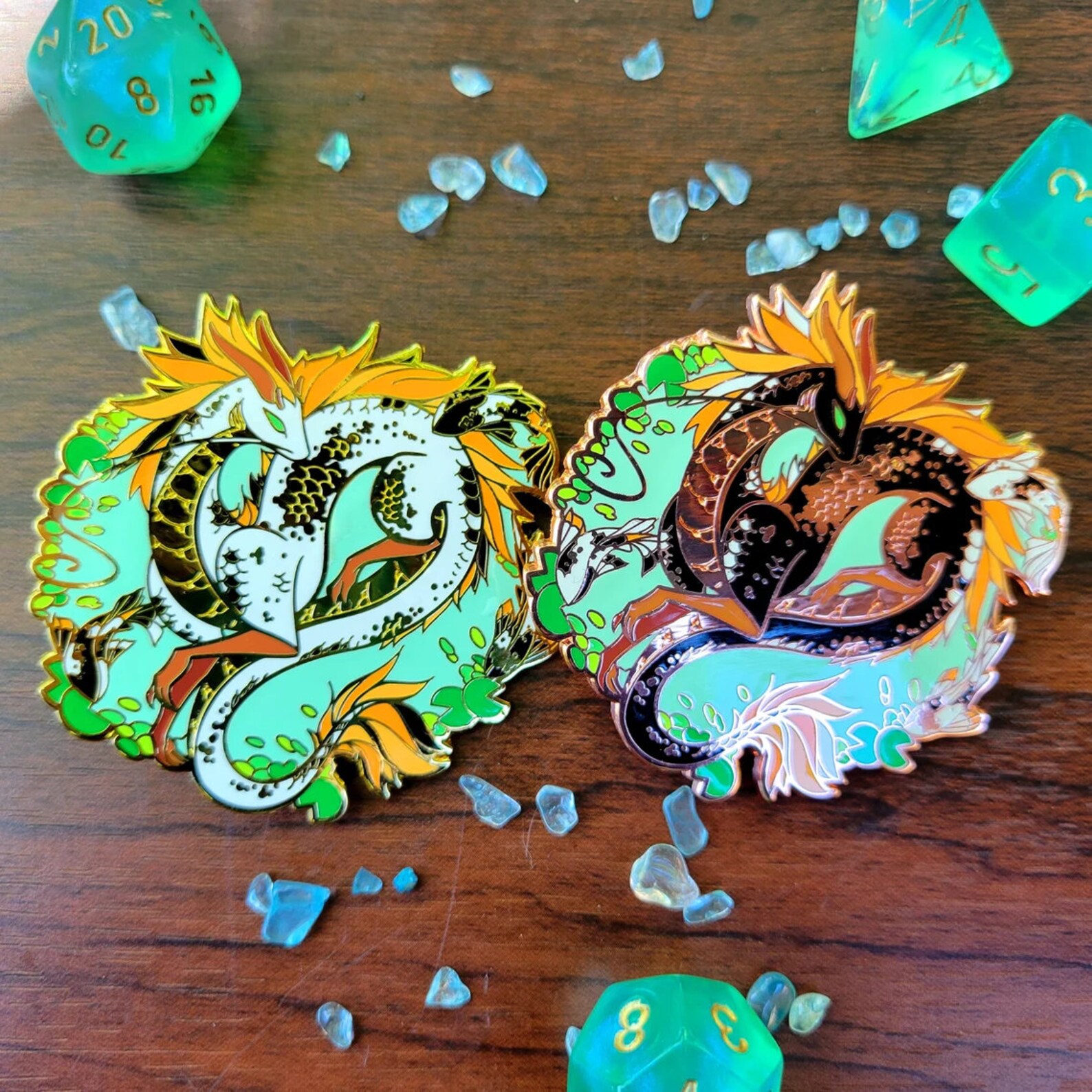 Koi Fish Dragon of the Pond - Hard Enamel, Large Pin, Copper/gold ...