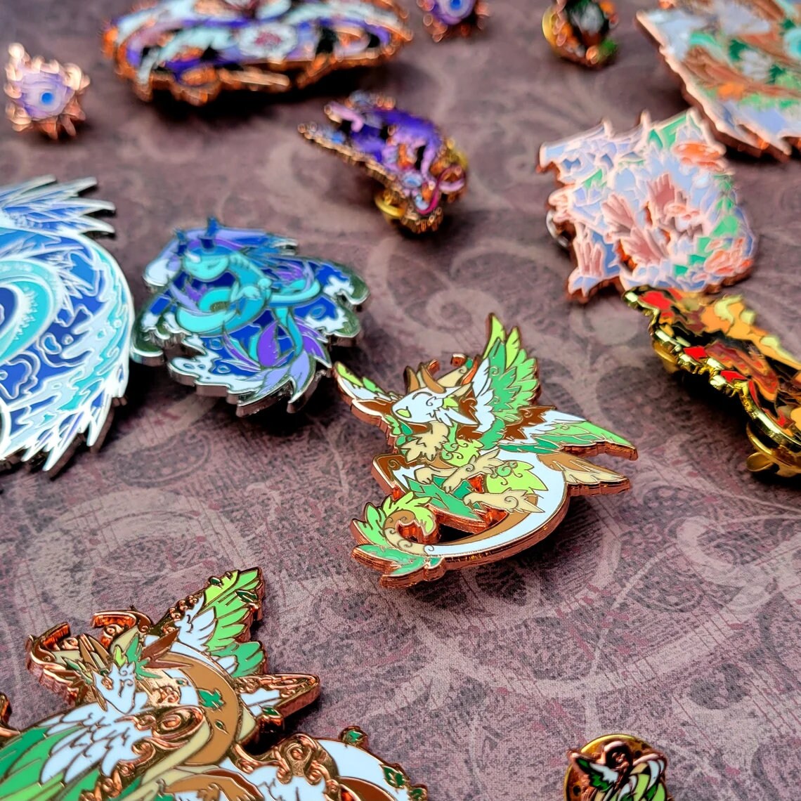 Fire Elemental - Dragon Enamel Pins - Flame Gold - Etsy
