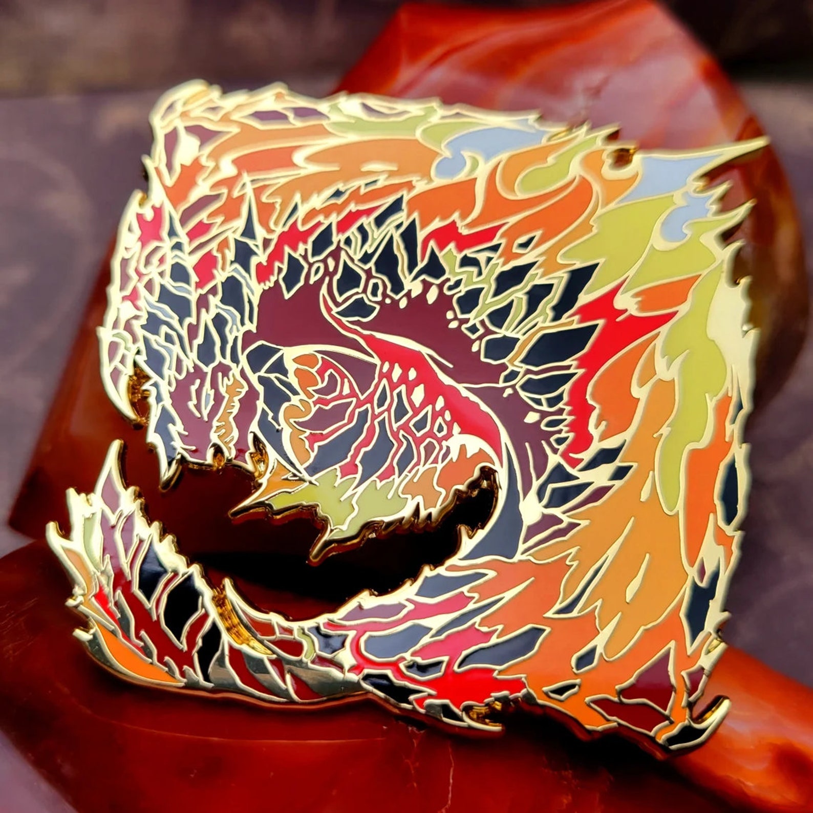 Fire Elemental - Dragon Enamel Pins - Flame Gold - Etsy