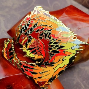 Fire Elemental - Dragon Enamel Pins - Flame Gold - Etsy