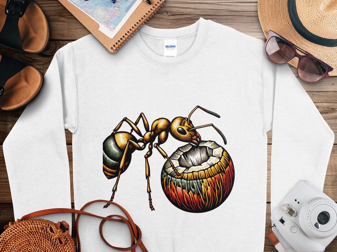 Vintage Ant Drinking Coconut Graphic Top, Retro Insect Sweatshirt ...