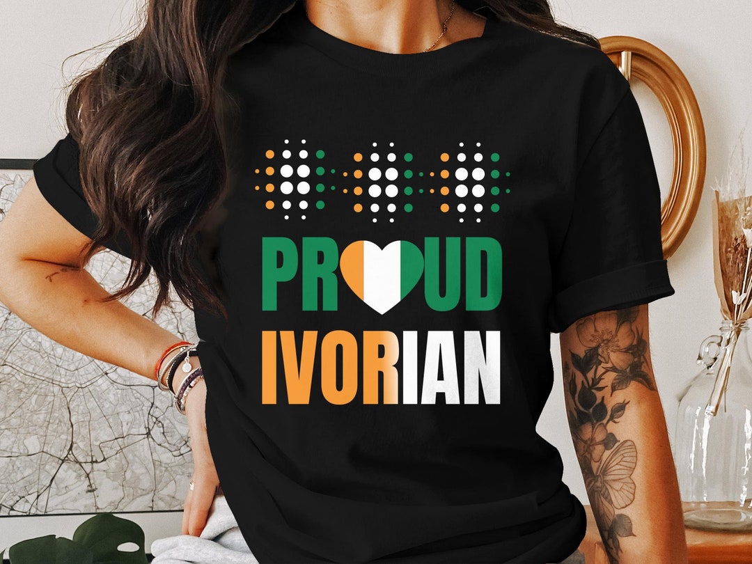 Proud Ivorian T-shirt, Ivory Coast Flag Heart Graphic Tee, Ivorian ...