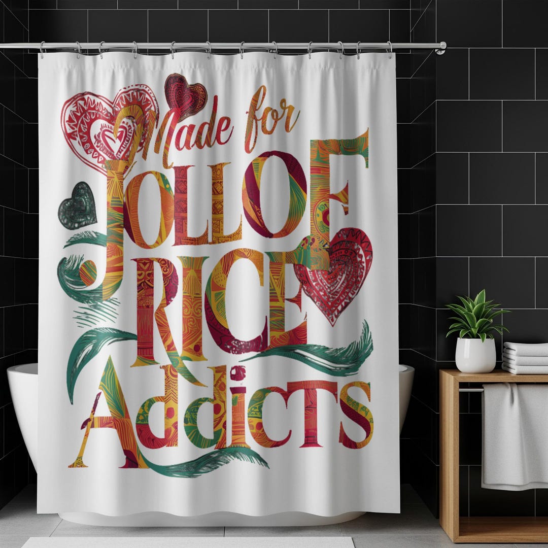 Jollof Rice Addicts Shower Curtain, Foodie Bathroom Decor - Etsy