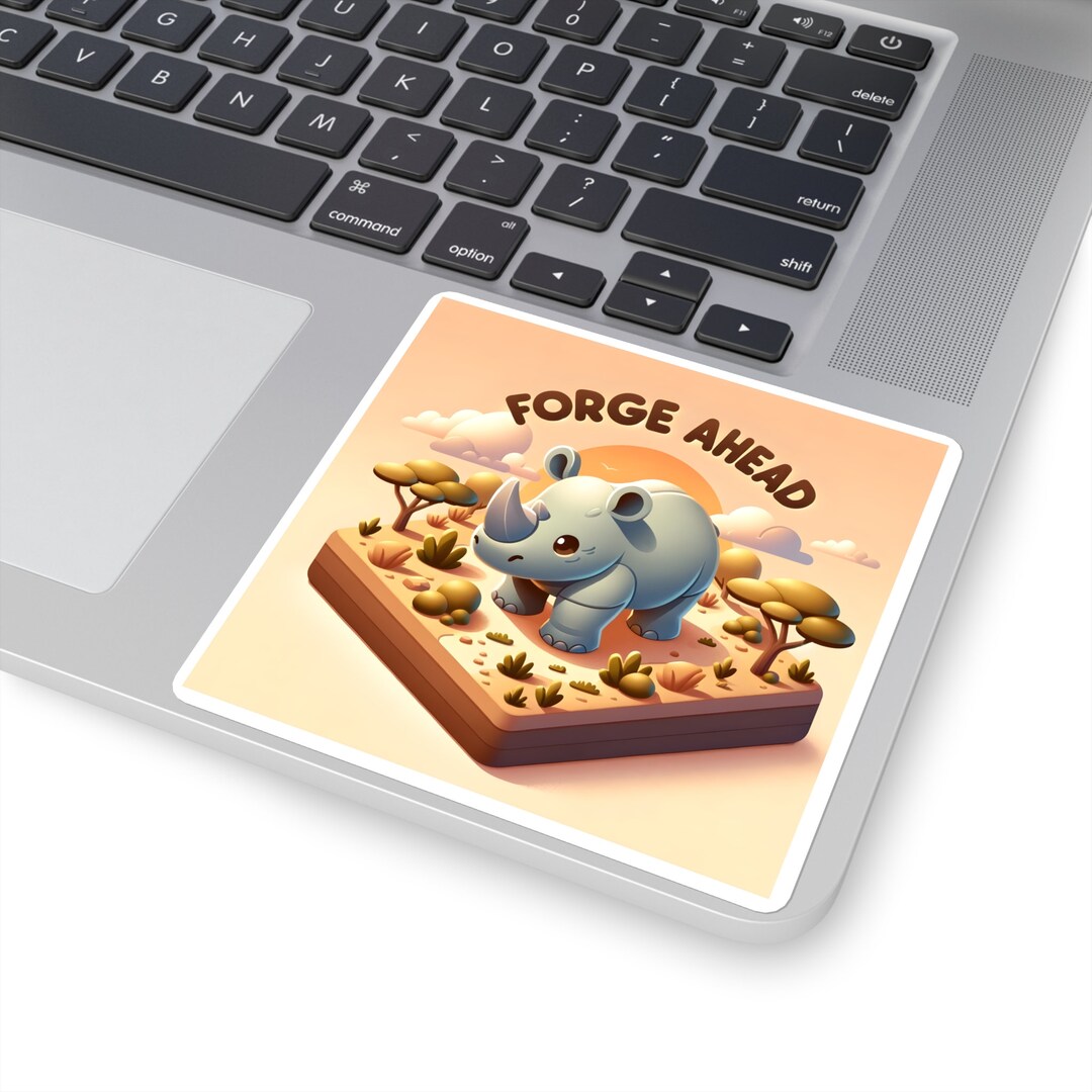 Rhino Sticker Forge Ahead Square Sticker - Etsy