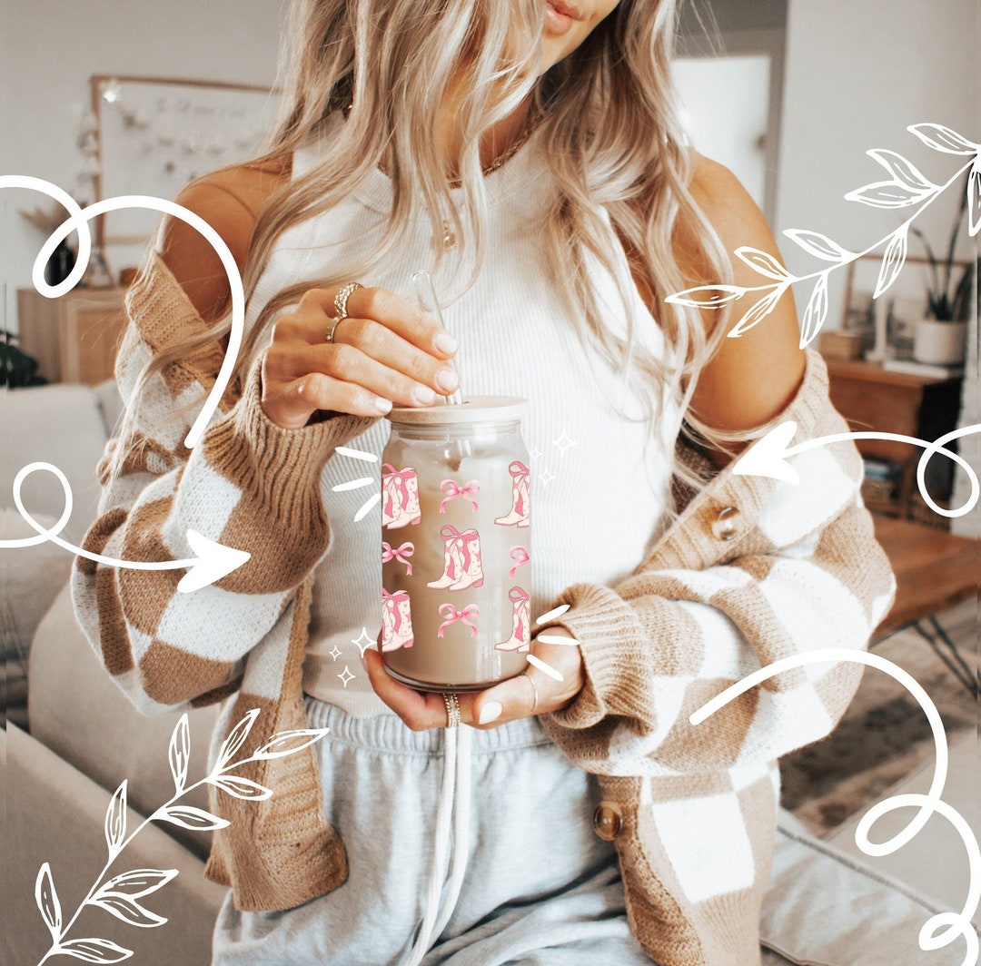 Coquette Cowgirl Sipper Glass Bow Cowboy Boots Cup Bridesmaid ...