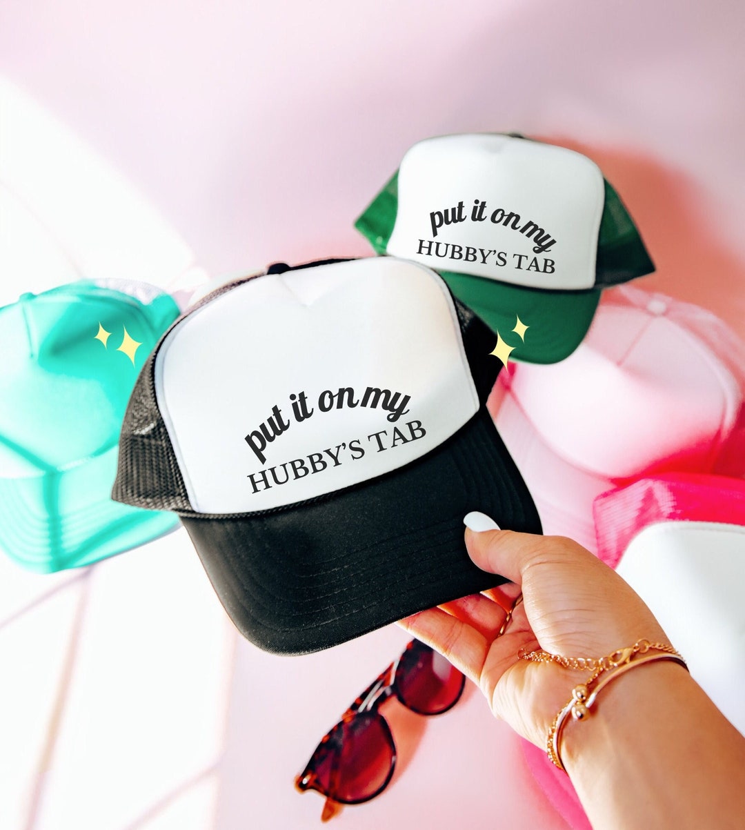 Put It on My Hubby's Tab Trucker Caps Funny Trucker Hat Bachelorette ...