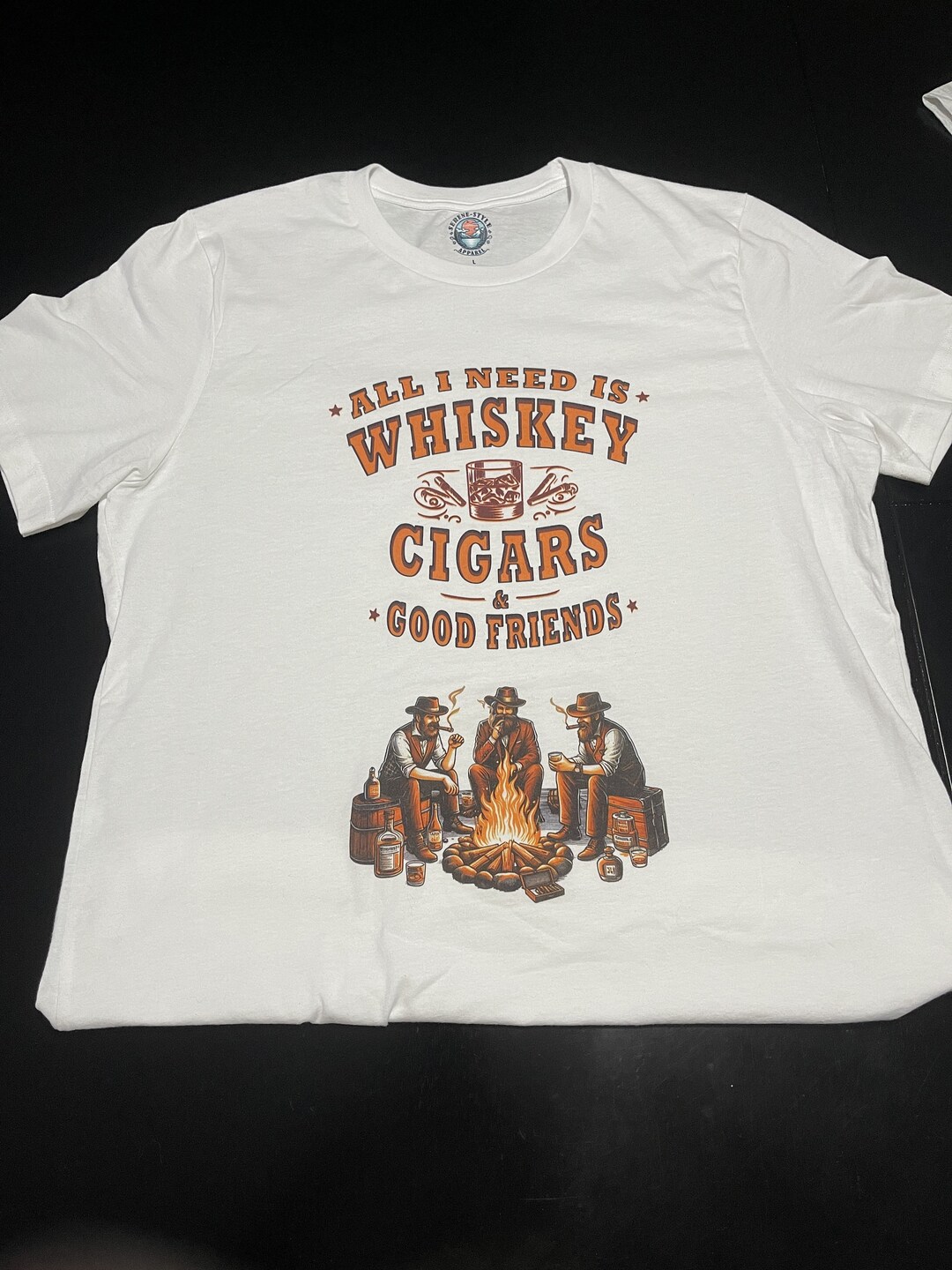 Whiskey, Cigars, & Friends - Campfire, Bonfire - Short Sleeve Tee ...
