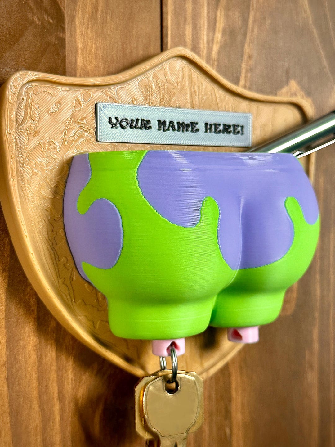 The Pat Cheeks Trophy – Custom Name Wall Mount + Keychain Holder - Etsy