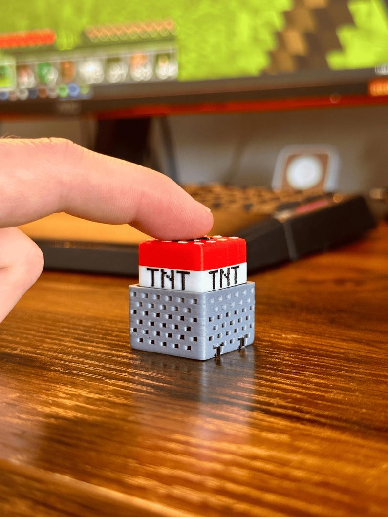 TNT Block Fidget Clicker – Pixel-inspired Gamer Desk Toy | 3D Printed ...