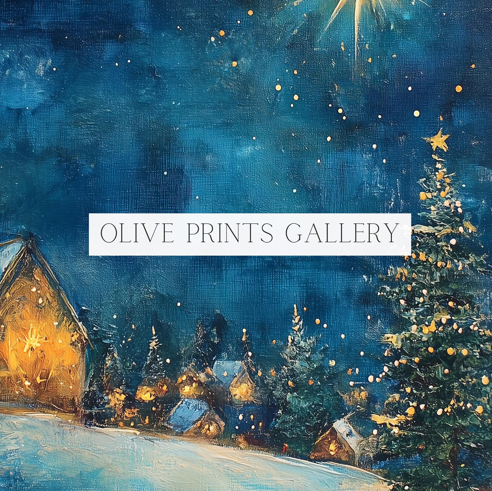 Christmas Nativity Oil Painting, Starry Night, Nativity Star Scene Art ...
