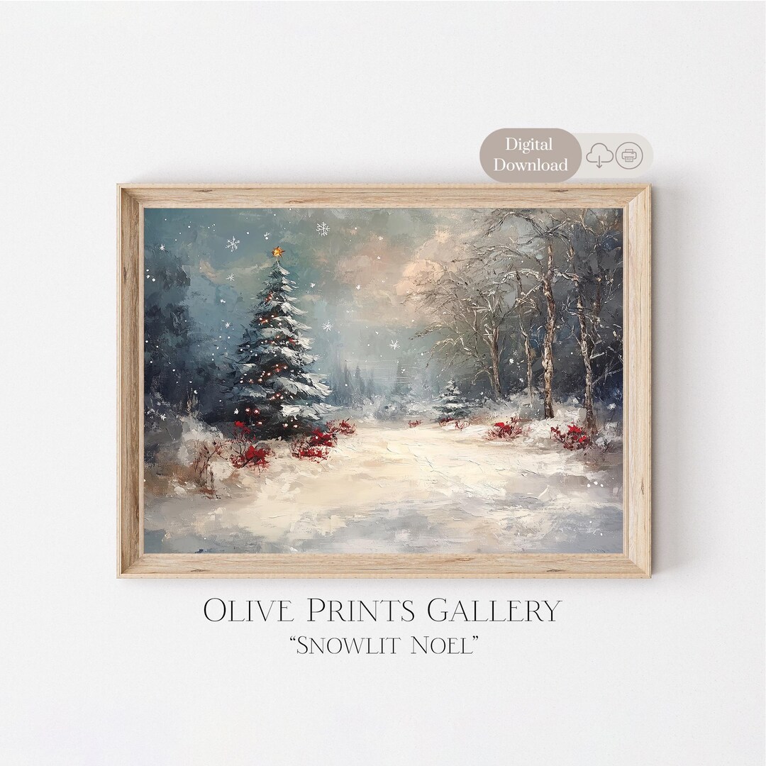 Classic Christmas Wonderland Impressionism Art Enchanted Snowy Forest ...