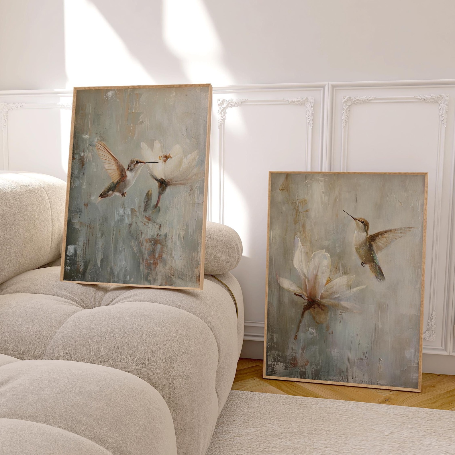 Humming Bird Painting, Contemporary Minimalist Bird Fine Artwork ...