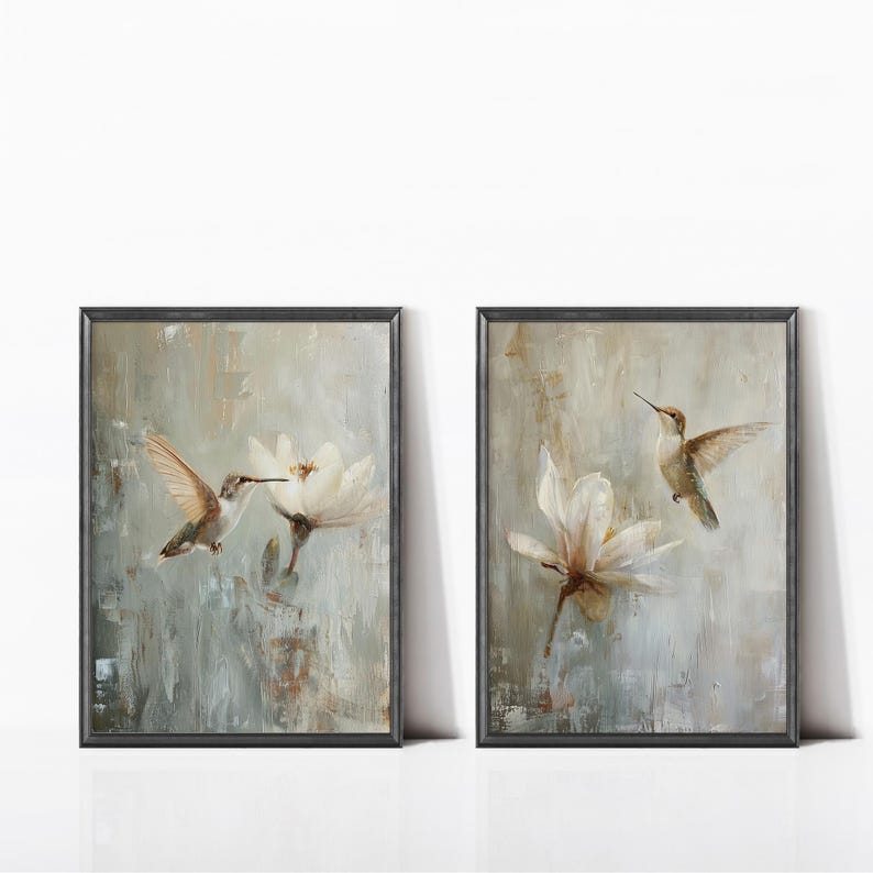 Humming Bird Painting, Contemporary Minimalist Bird Fine Artwork ...