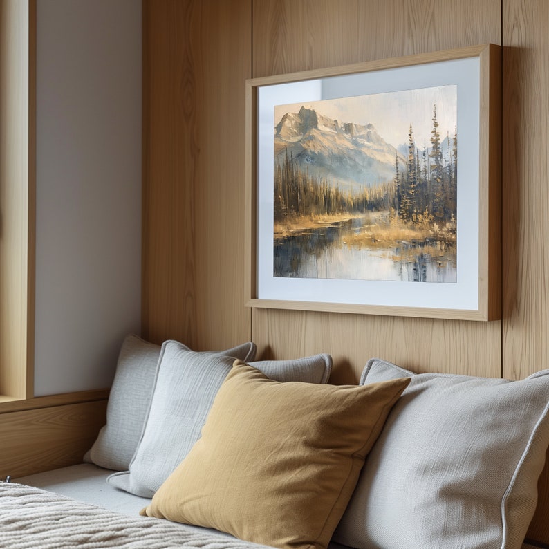 Mountain Painting Wilderness Scenic Vintage Print Cabin Decor for Wall ...