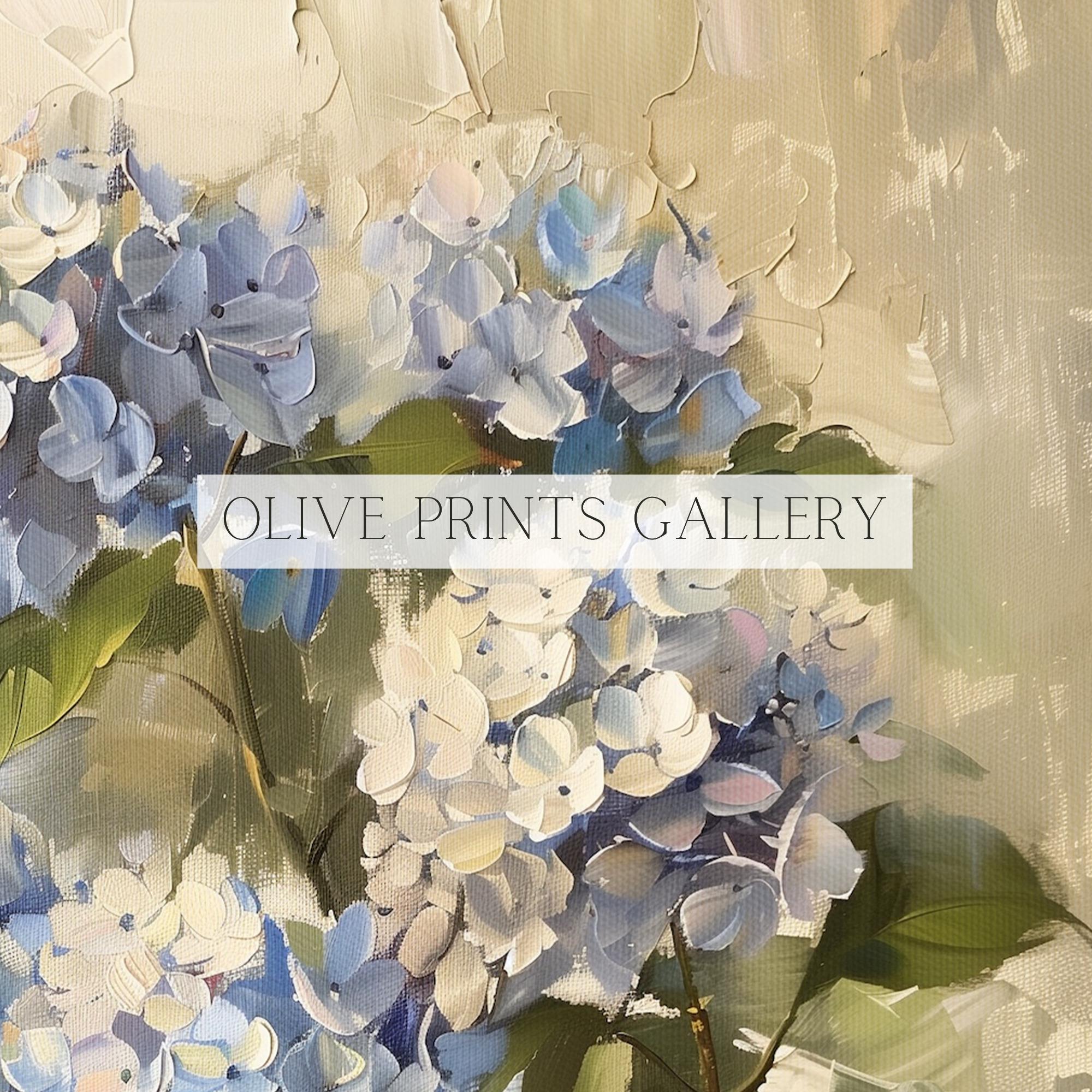 Blue Hydrangea Oil Painting, Physical Shipped Art, Floral Print, Still ...