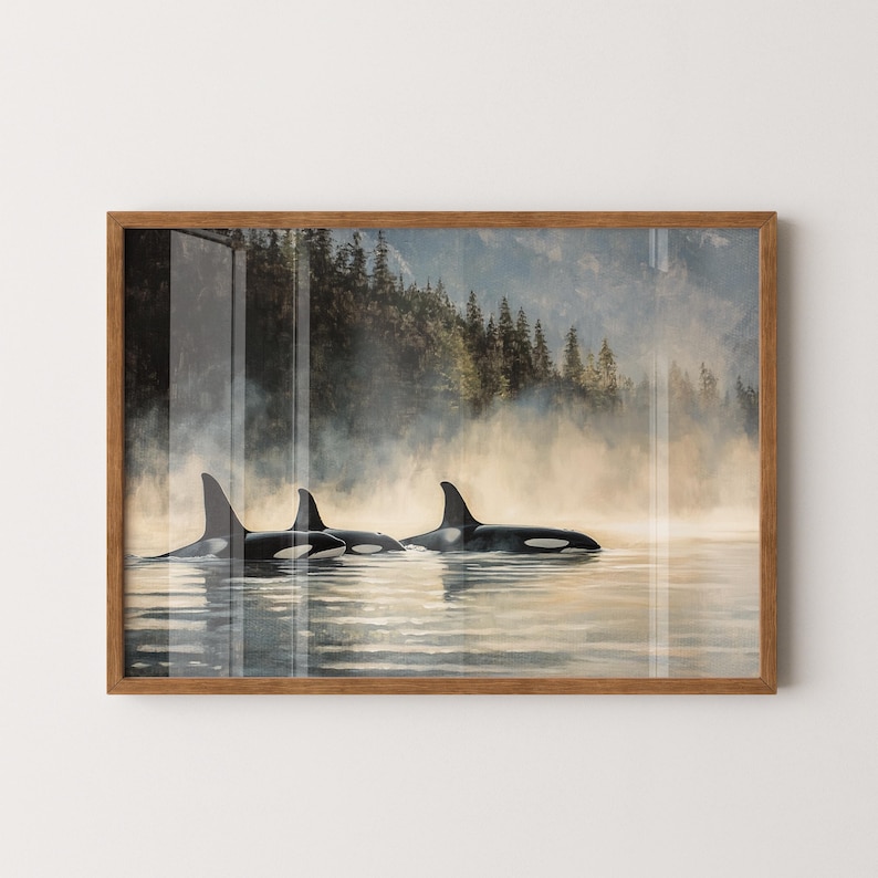 Orca Killer Whale Painting, Killer Whale Orca Watercolour Art, Alaska ...