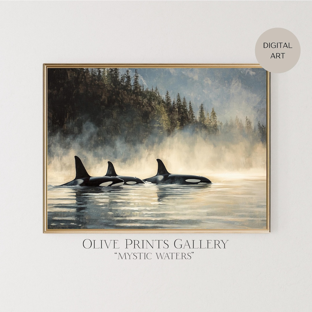 Orca Killer Whale Painting, Killer Whale Orca Watercolour Art, Alaska ...