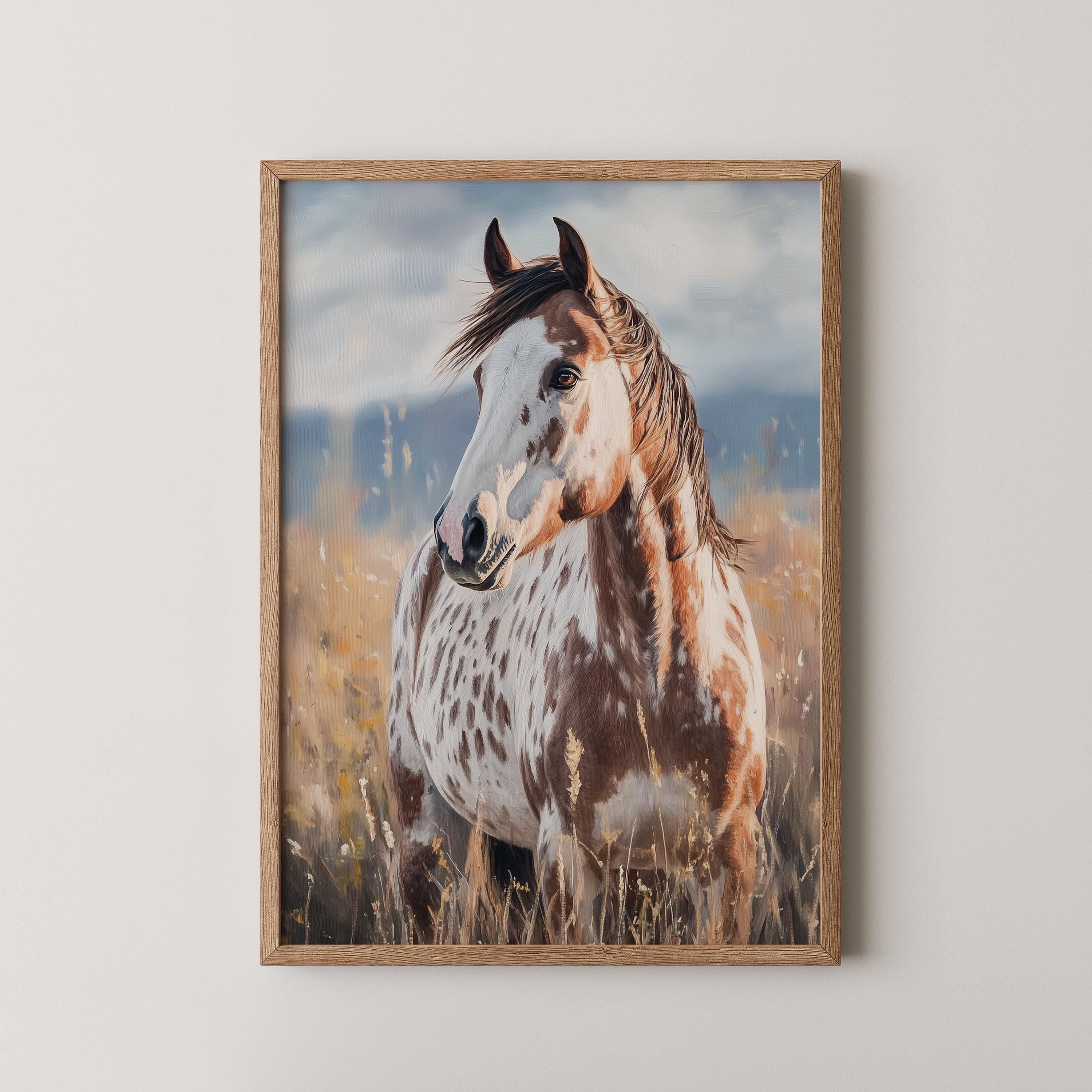 Leopard Appaloosa Spotted Horse Oil Painting, Realistic Wild Horse ...
