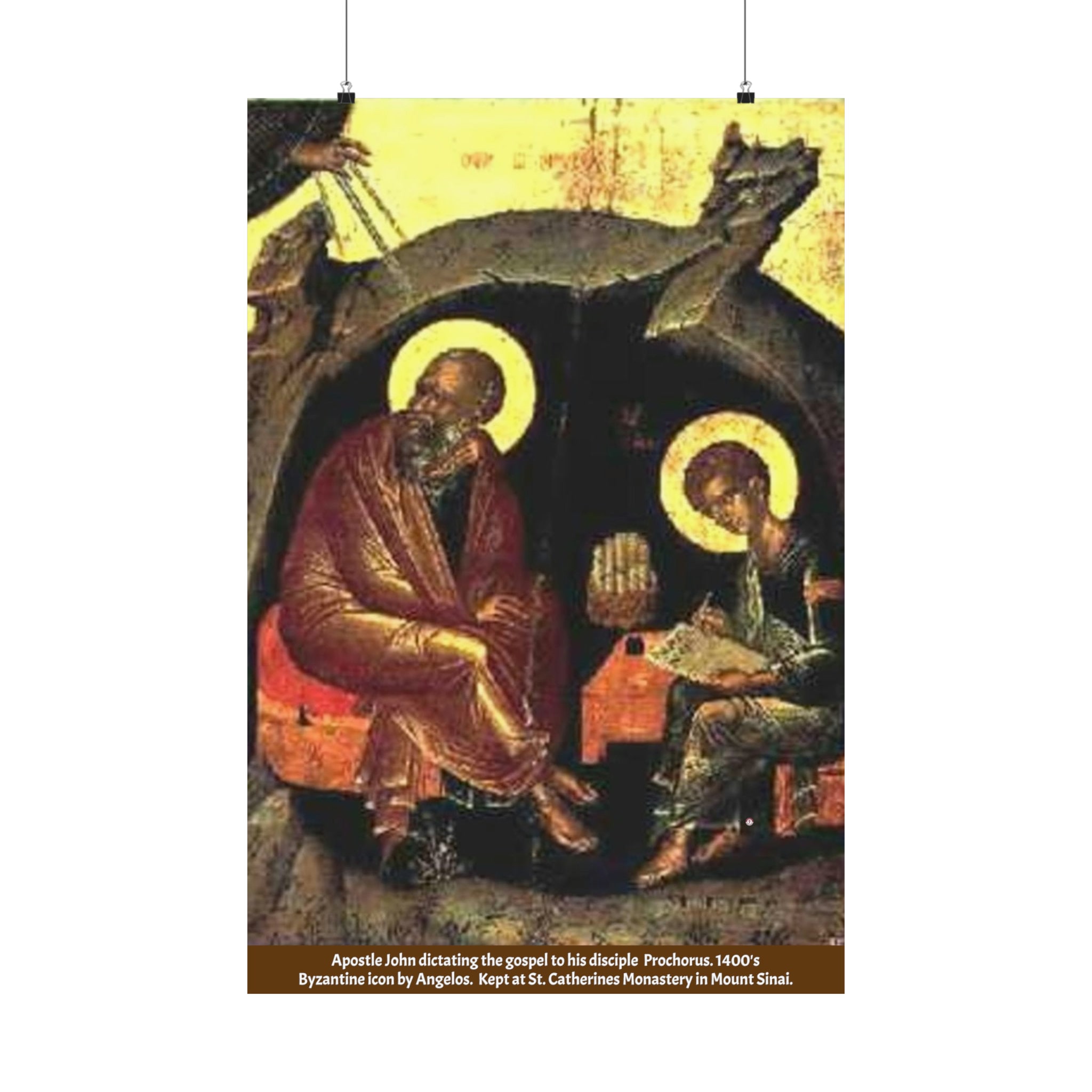 Apostle John Dictating the Gospel to His Disciple Prochorus. 1400's ...
