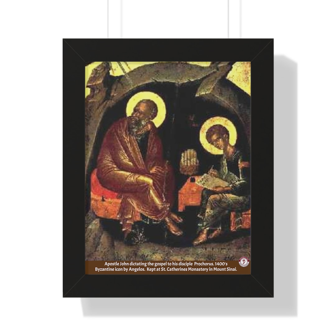 Apostle John Dictating the Gospel to His Disciple Prochorus. 1400's ...