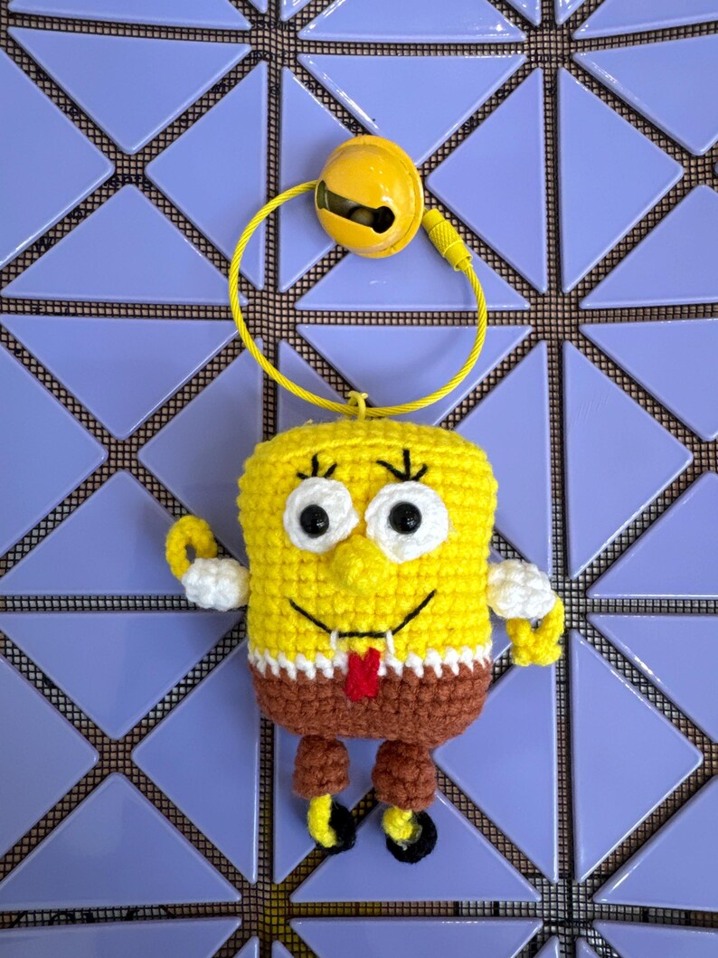 Crochet Spongebob Handmade Amigurumi Kids Birthday Gift Key Chain Bag ...