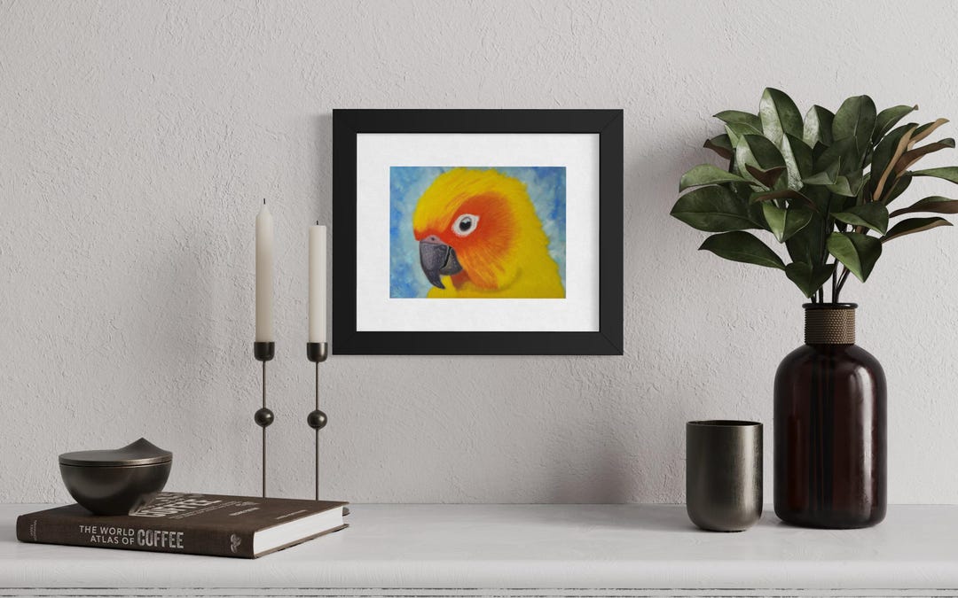 Sun Conure Original OOAK Pastel Painting on Canson Velvet Paper, 6x8 ...