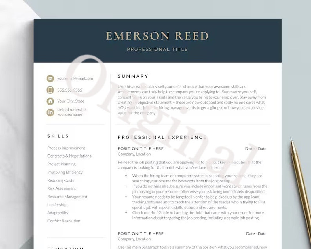Ats-friendly CV Template Skill-based Resume - Etsy