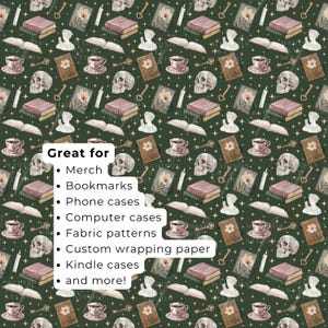 Dark Academia Pattern, Seamless Pattern, Bookish Pattern, Book Lover ...