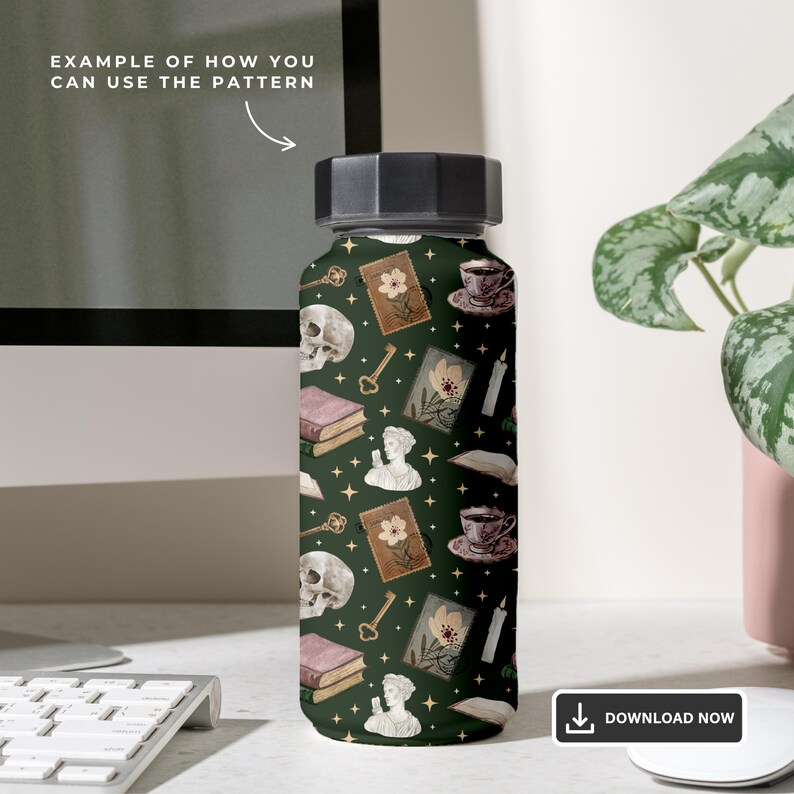 Dark Academia Pattern, Seamless Pattern, Bookish Pattern, Book Lover ...