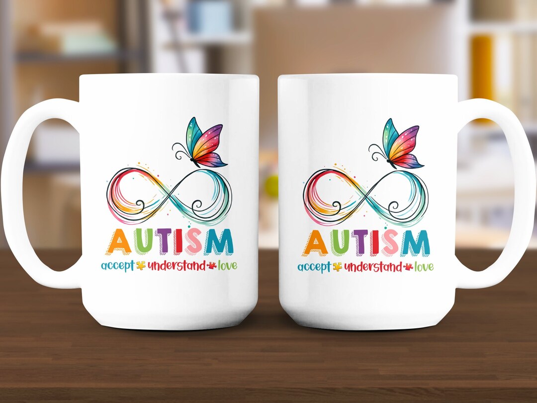 Autism Awareness Coffee Mug Colorful Butterfly Design, Accept ...