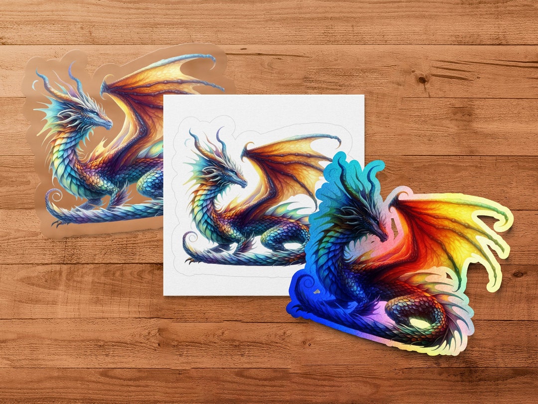 Colorful Dragon Sticker, Fantasy Creature, Mythical Beast Decal, Ideal ...