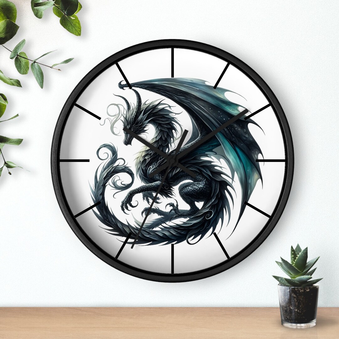 Mythical Dragon Wall Clock, Dragon Wall Decor, Fantasy Wall Art, Custom ...