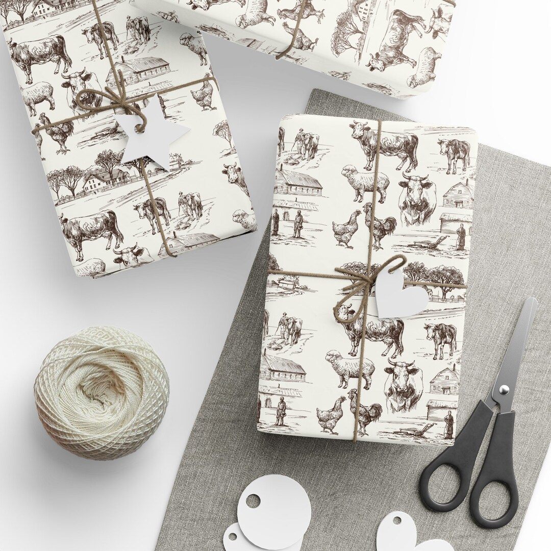 Country Farm Life Wrapping Paper, Country Charm, Gift Giving, Farm ...