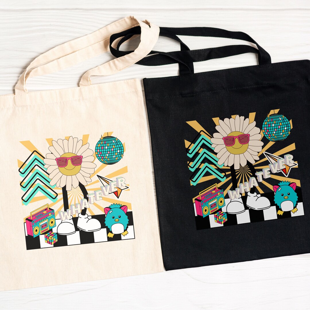 90s Retro Throwback Tote, Vintage Throwback Tote, Sunflower Bag, Flower ...