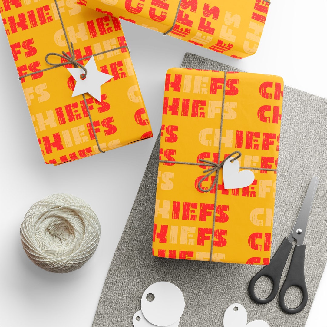 Chiefs Wrapping Paper, Kansas City Gift Wrap, Red and Yellow Gift Wrap ...