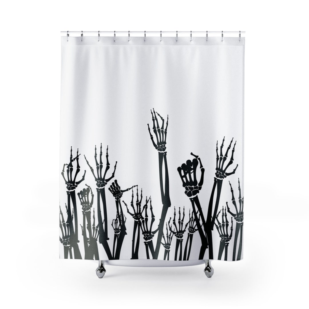 Creepy Chic Skeleton Arms Shower Curtain for Gothic Bathroom Decor ...