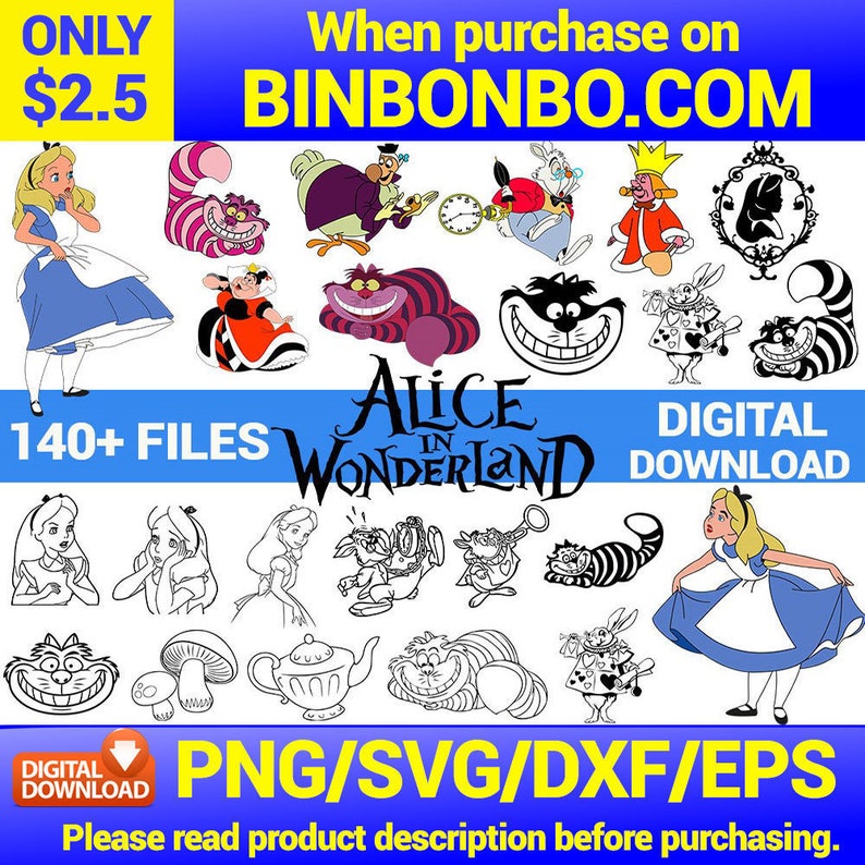140 Mega Wonderland SVG/PNG Bundle, Over 100 Images to Make Wonderland ...