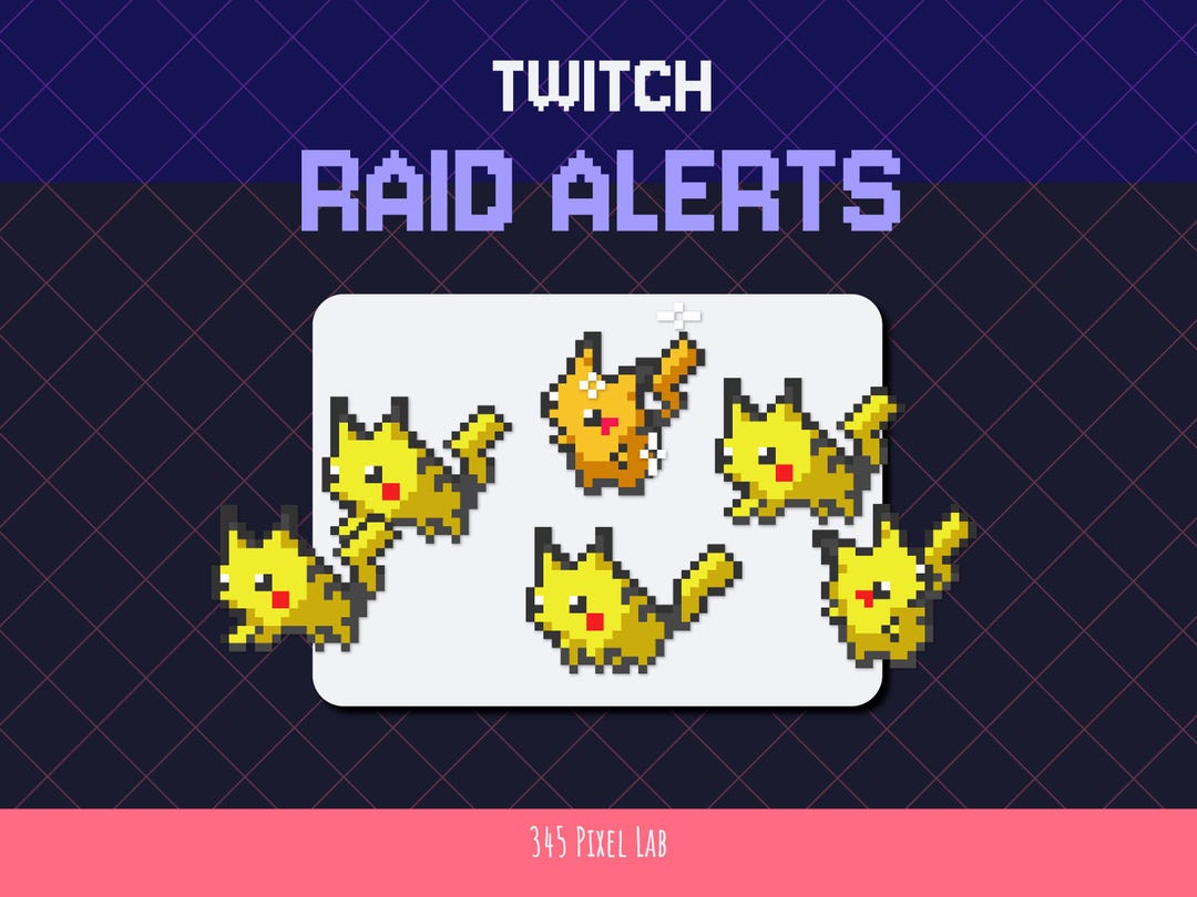 Twitch Raid Alert Pikachu Pixel Art / Overlay Animado Stream / 3 Raids ...