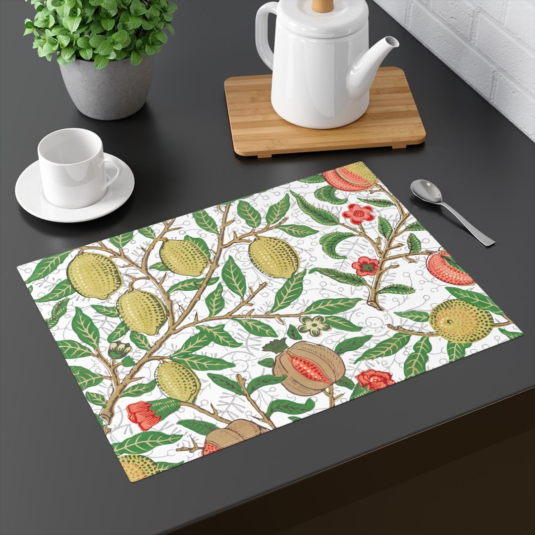 William Morris Fruit Placemat – Lemon Botanical Cotton Table Mat ...