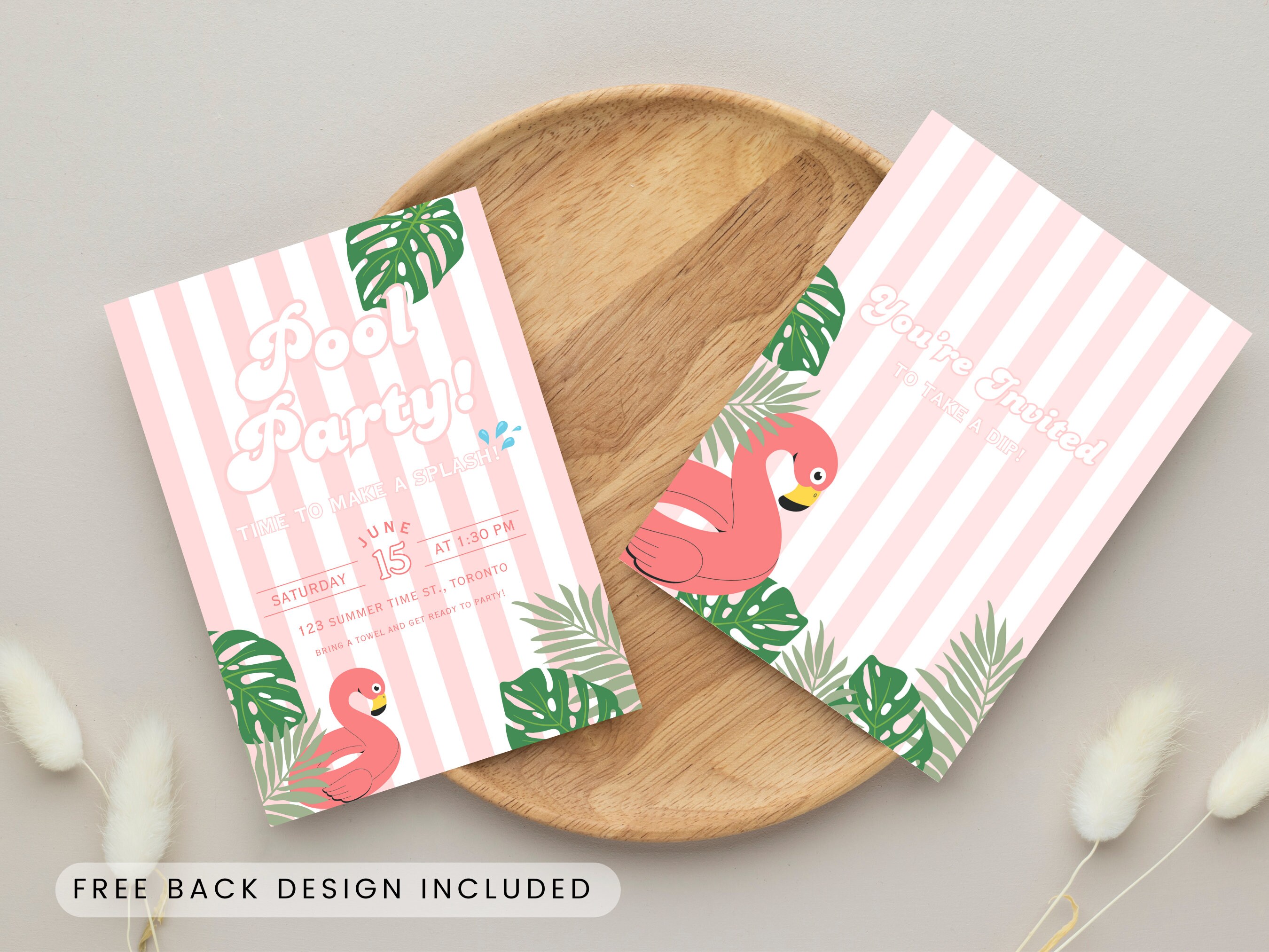 Pool Party Invitation, Pink Retro Pool Party Invite Digital, Pink ...