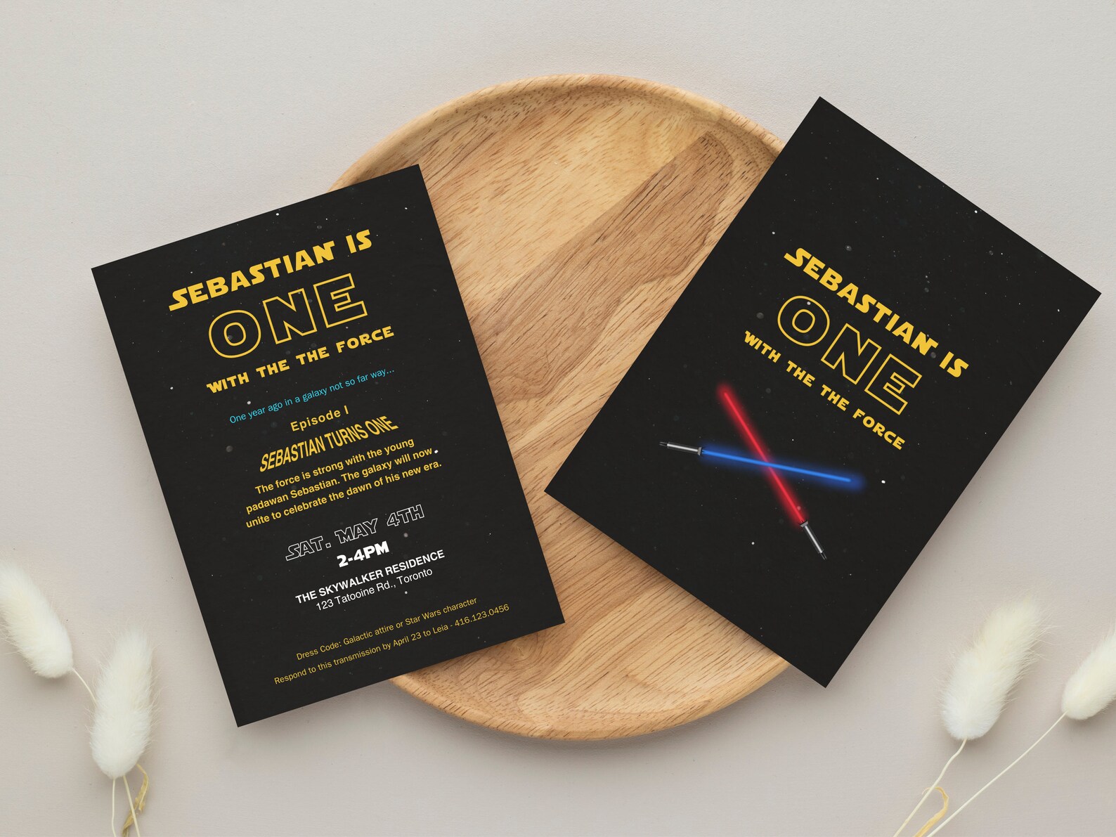 Star Wars First Birthday Invitation, One With the Force, 1st Birthday ...