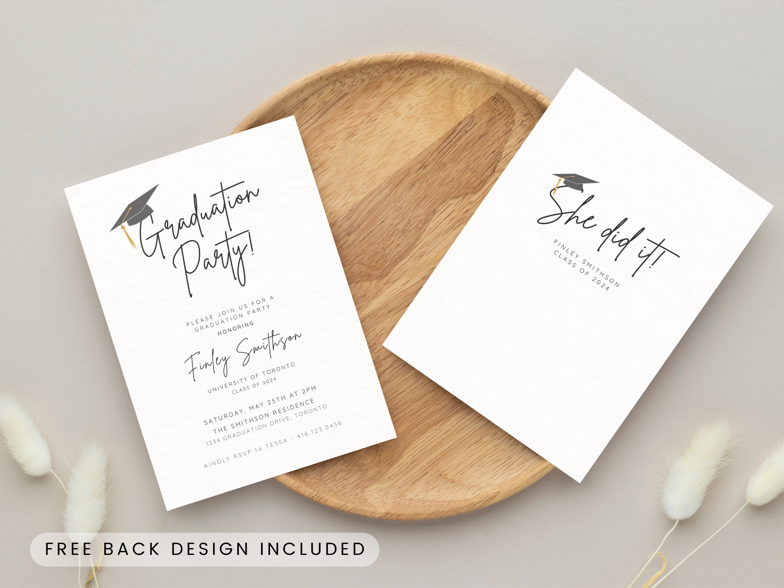 Simple Graduation Invitation Template, Graduation Party Invitation ...