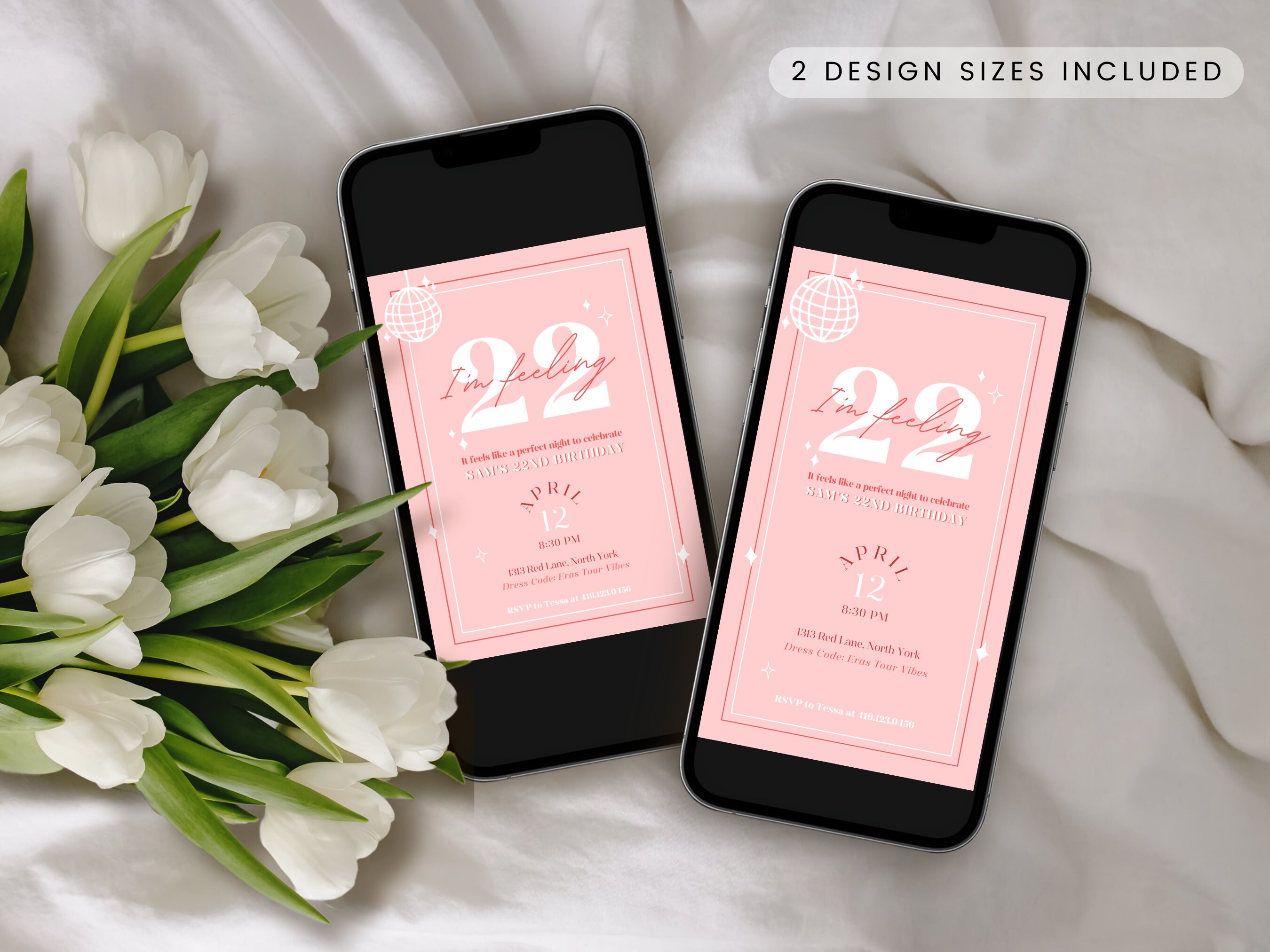 Feeling 22 Birthday Invitation, in My Birthday Era, Taylor Swift Themed ...