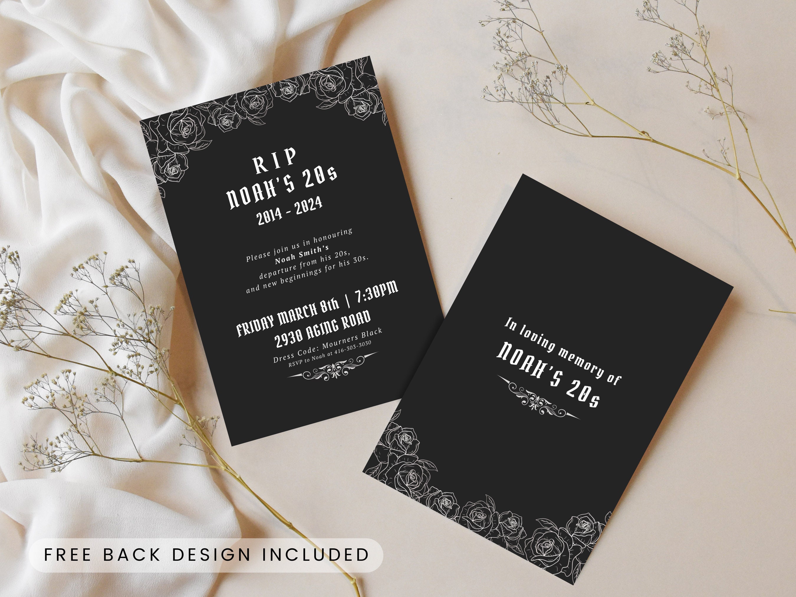 RIP 20s Invitation Template, Funeral to My Youth Birthday Invitation ...