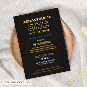 Star Wars First Birthday Invitation, One With the Force, 1st Birthday ...