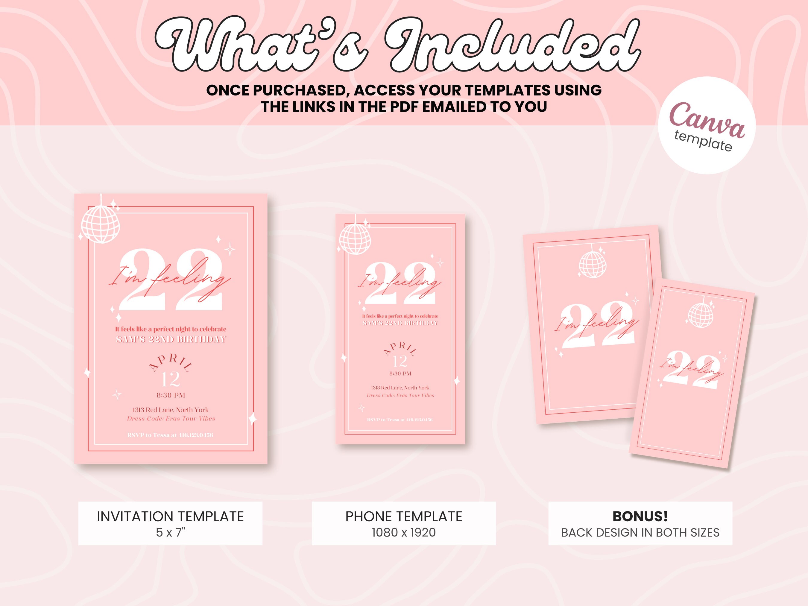 Feeling 22 Birthday Invitation, in My Birthday Era, Taylor Swift Themed ...