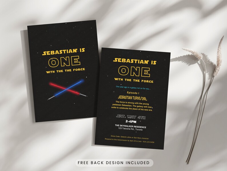 Star Wars First Birthday Invitation, One With the Force, 1st Birthday ...