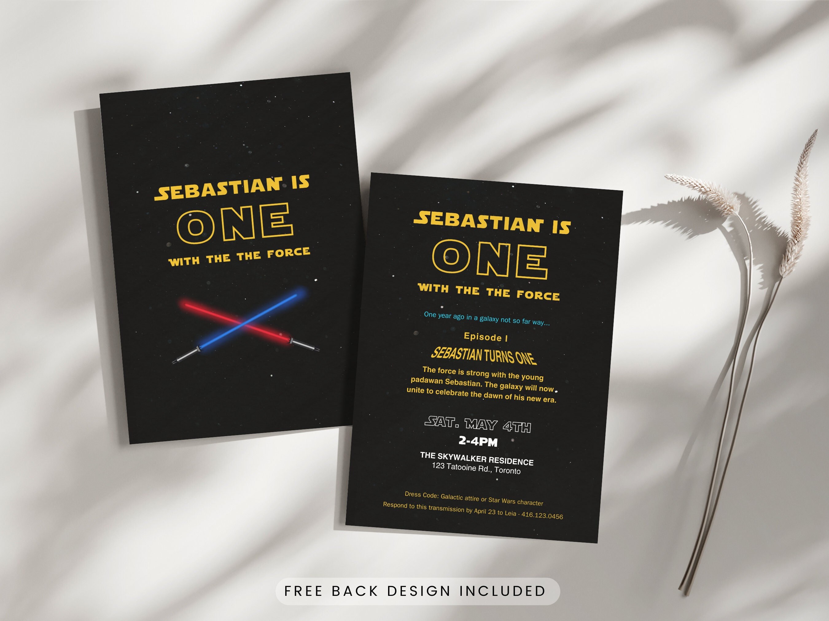 Star Wars First Birthday Invitation, One With the Force, 1st Birthday ...
