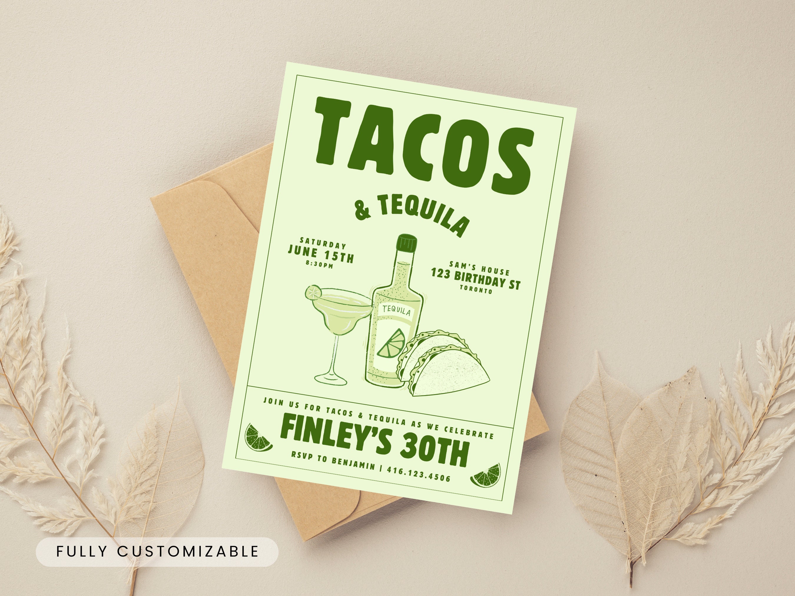 Tacos and Tequila Birthday Invitation, 30th Birthday Invite, Chippin ...