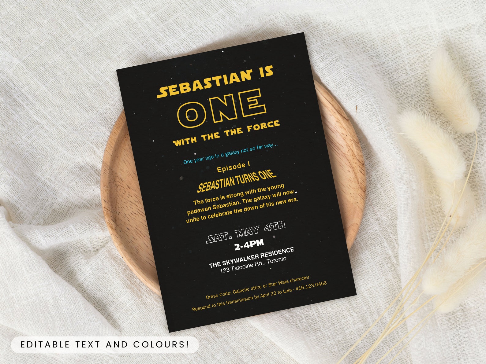 Star Wars First Birthday Invitation, One With the Force, 1st Birthday ...